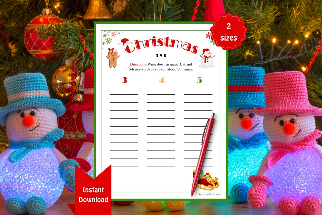Christmas 3 4 5 Christmas Activity Sheet Holiday Games and - Etsy