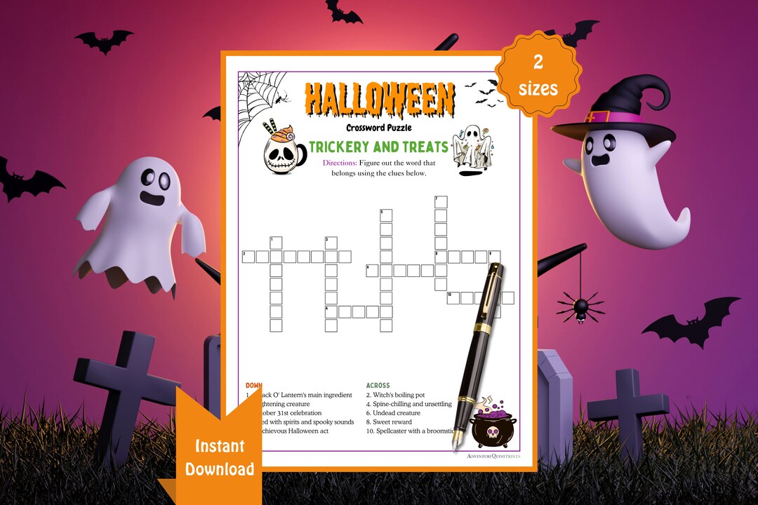 Halloween Crossword Puzzle Easy Puzzles and Games for Kids Fall ...