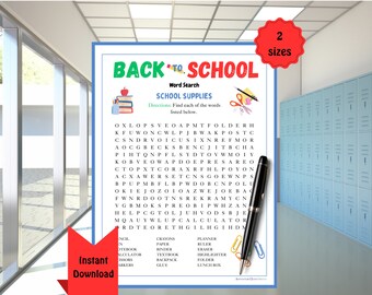 Back to School Word Search, Printable Back to School Game, First Day of ...