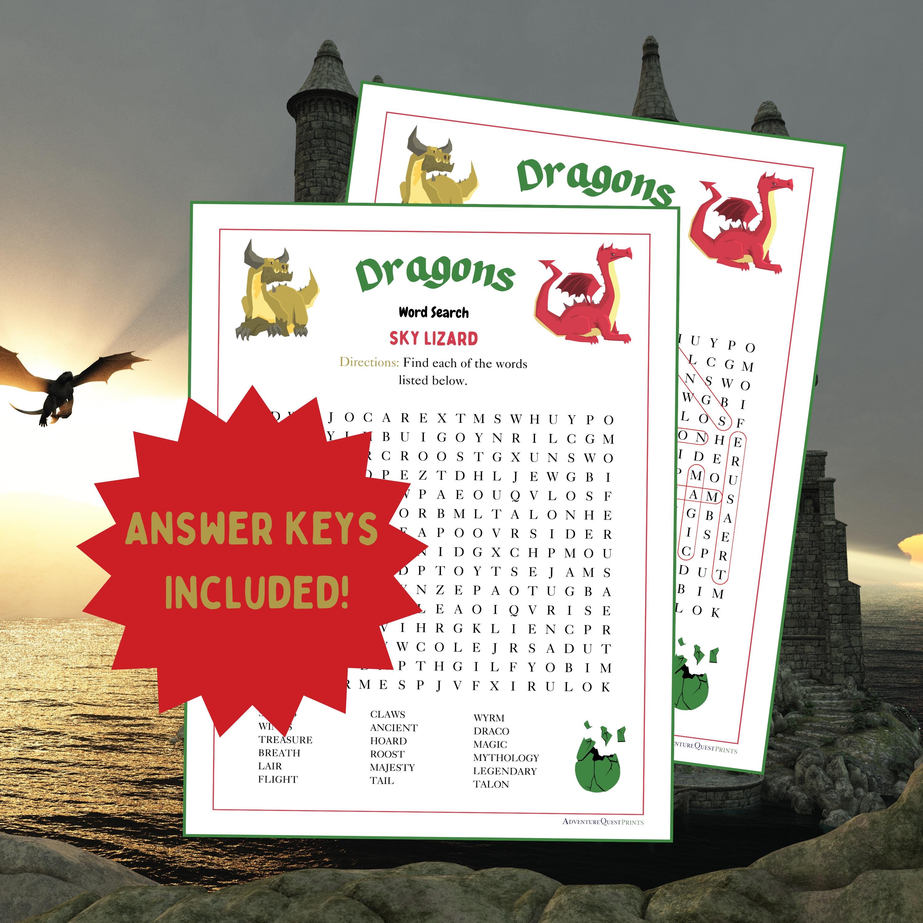 Dragons Activity Bundle | Dragon Games and Puzzles | Dragon Party Games ...