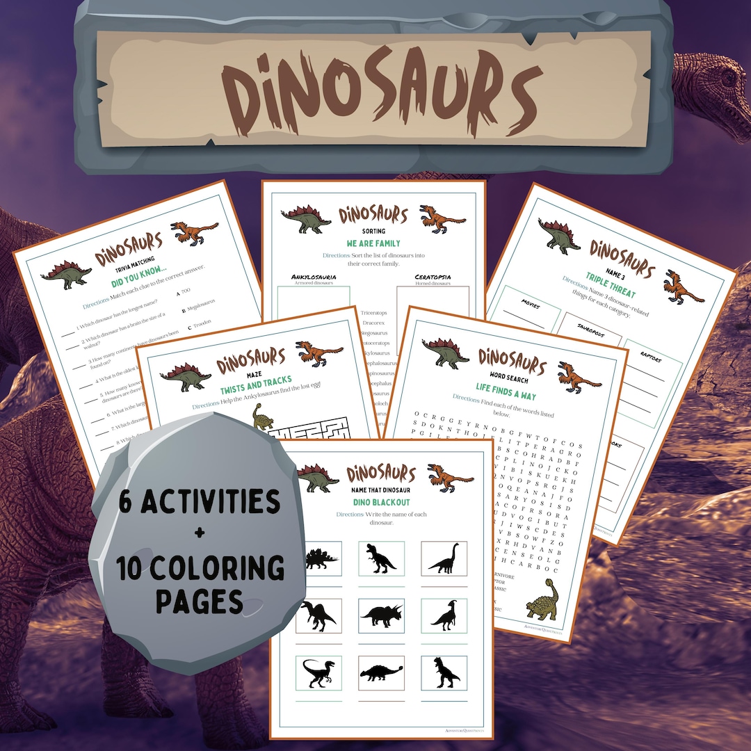 Dinosaur Activity Bundle | Dinosaur Party Games | Dinosaur Coloring ...
