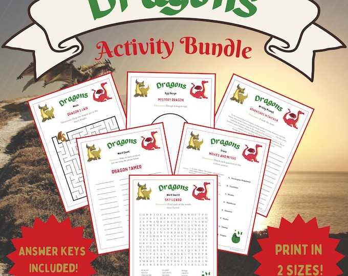 10 Dragons Party Games PRINTABLE Activities Bundle - EDITABLE TEXT ...
