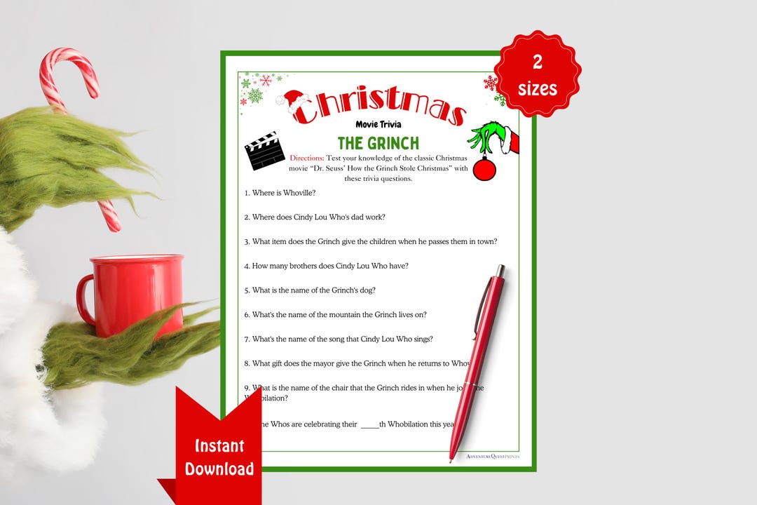 Christmas Movie Trivia Grinch | Christmas Game | Grinch Trivia ...