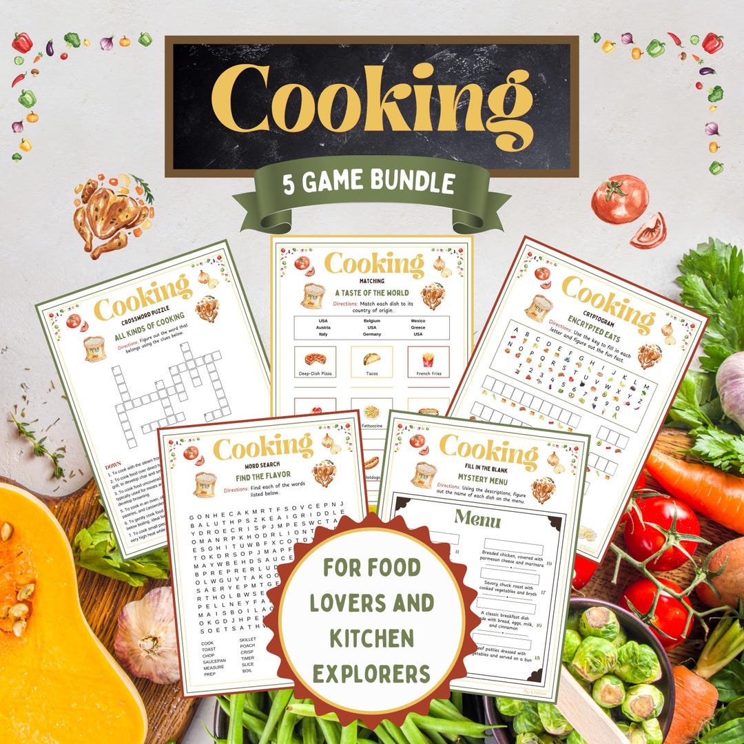Cooking Games and Puzzle Bundle | Word Search, Crossword | Cooking ...