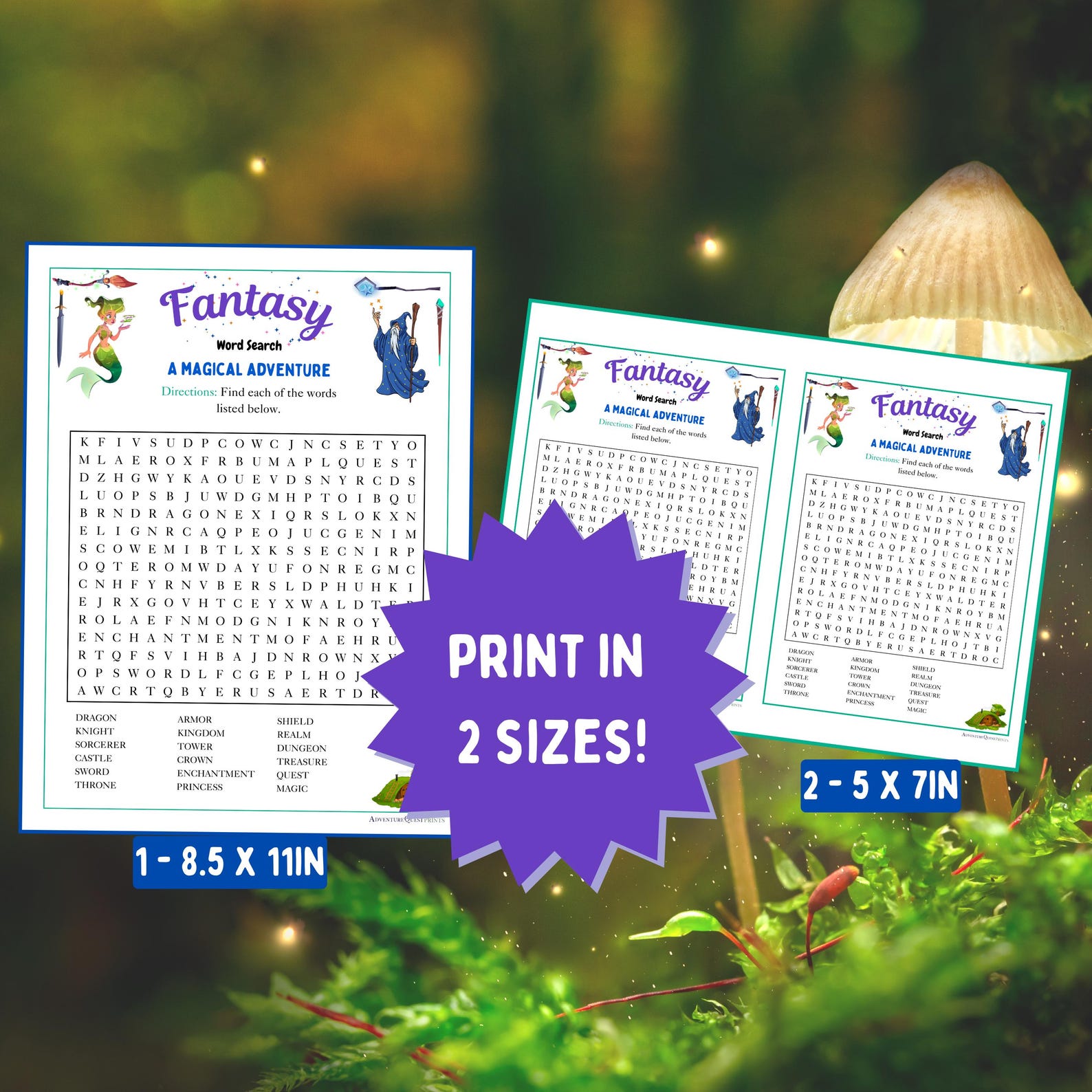 Fantasy Game Bundle | Fantasy Coloring Pages | Fantasy Magic Printables ...