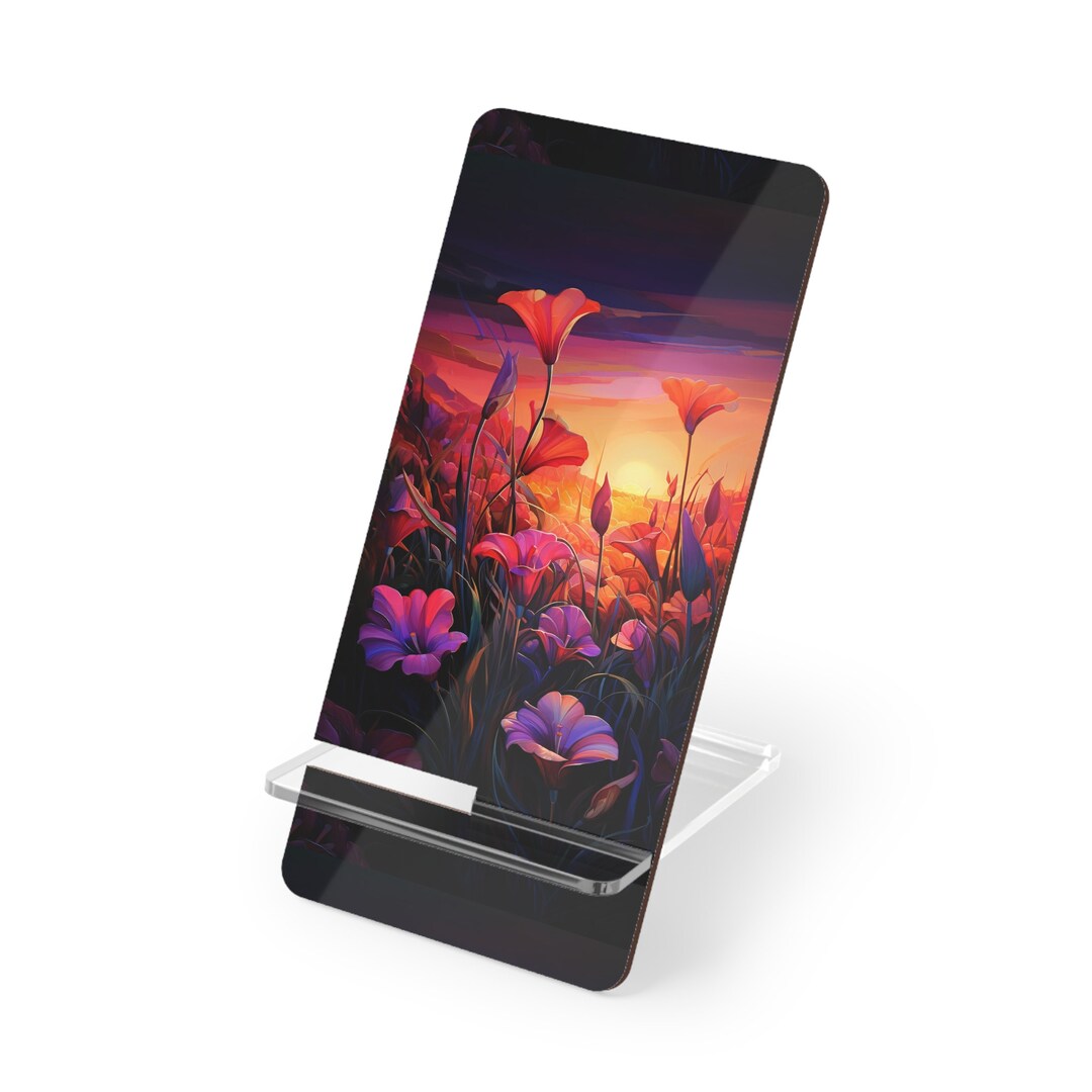 Wildflower Fields Cute Phone Stand, Cute Desk Decor, Floral Cellphone ...