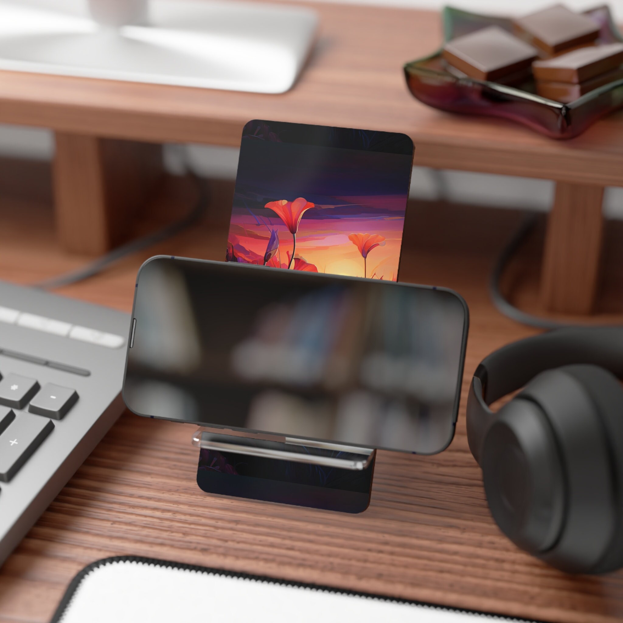 Wildflower Fields Cute Phone Stand, Cute Desk Decor, Floral Cellphone ...