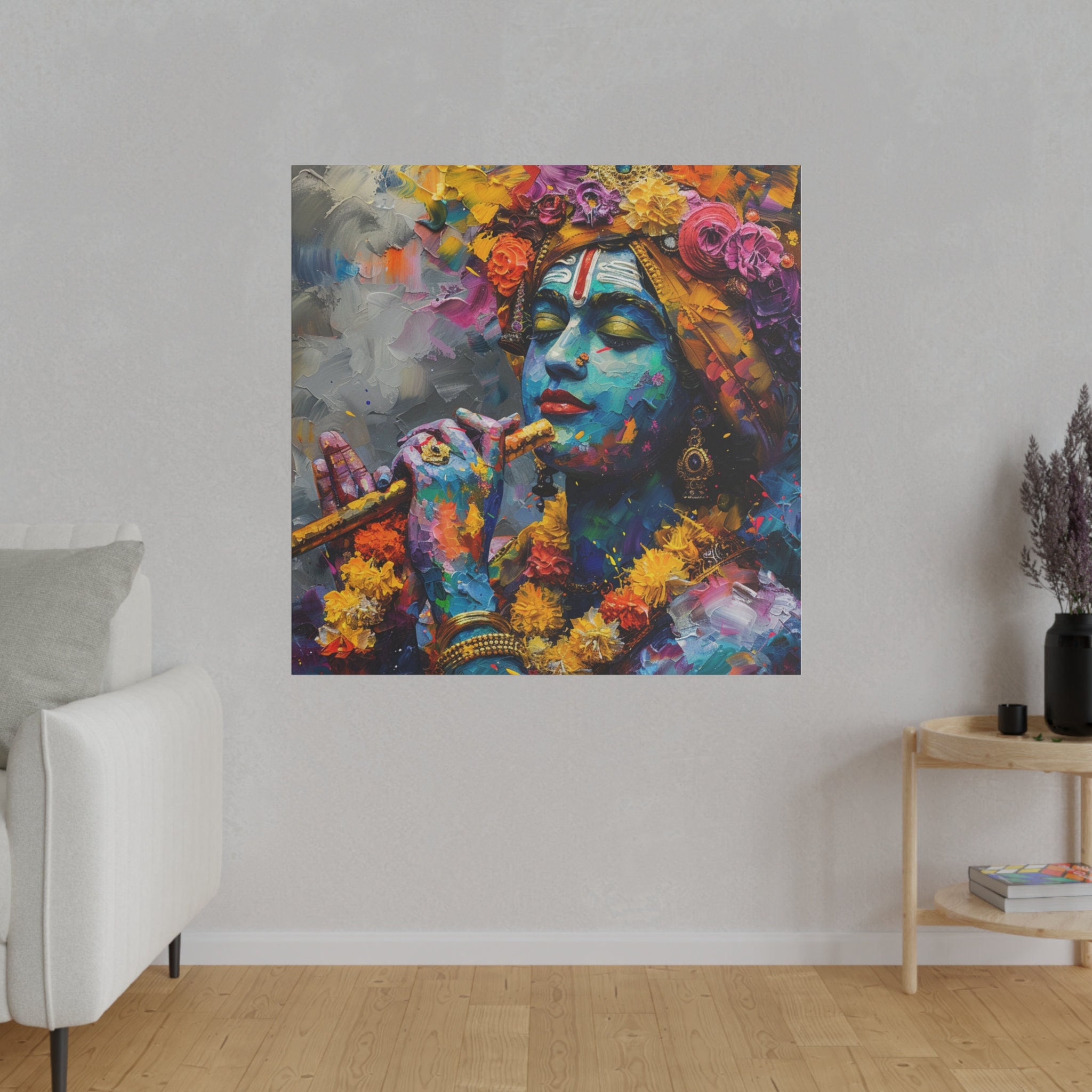 Divine Lord Krishna Abstract Wall Art Spiritual Art Home Decor Matte ...
