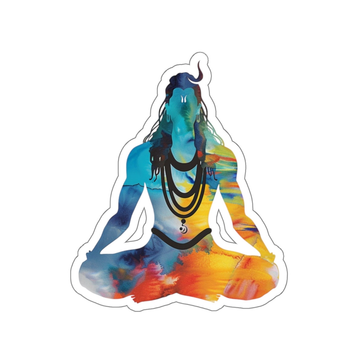Vibrant Lord Shiva Abstract Sticker - Spiritual Decor - Colorful Hindu ...
