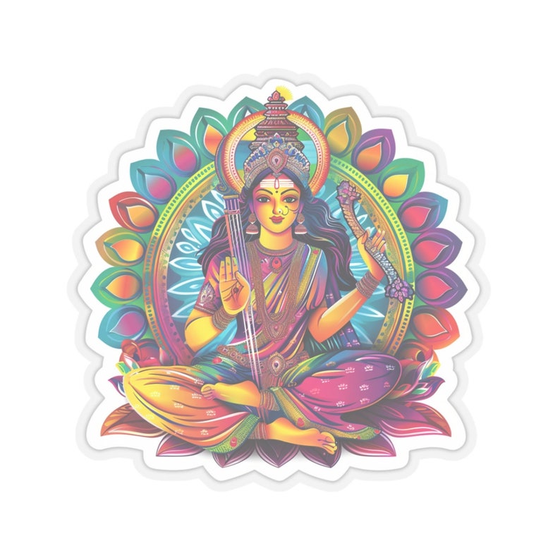 Goddess Saraswati Laptop Sticker - Divine Art for Creativity and Wisdom ...