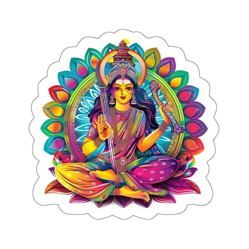 Goddess Saraswati Laptop Sticker - Divine Art for Creativity and Wisdom ...