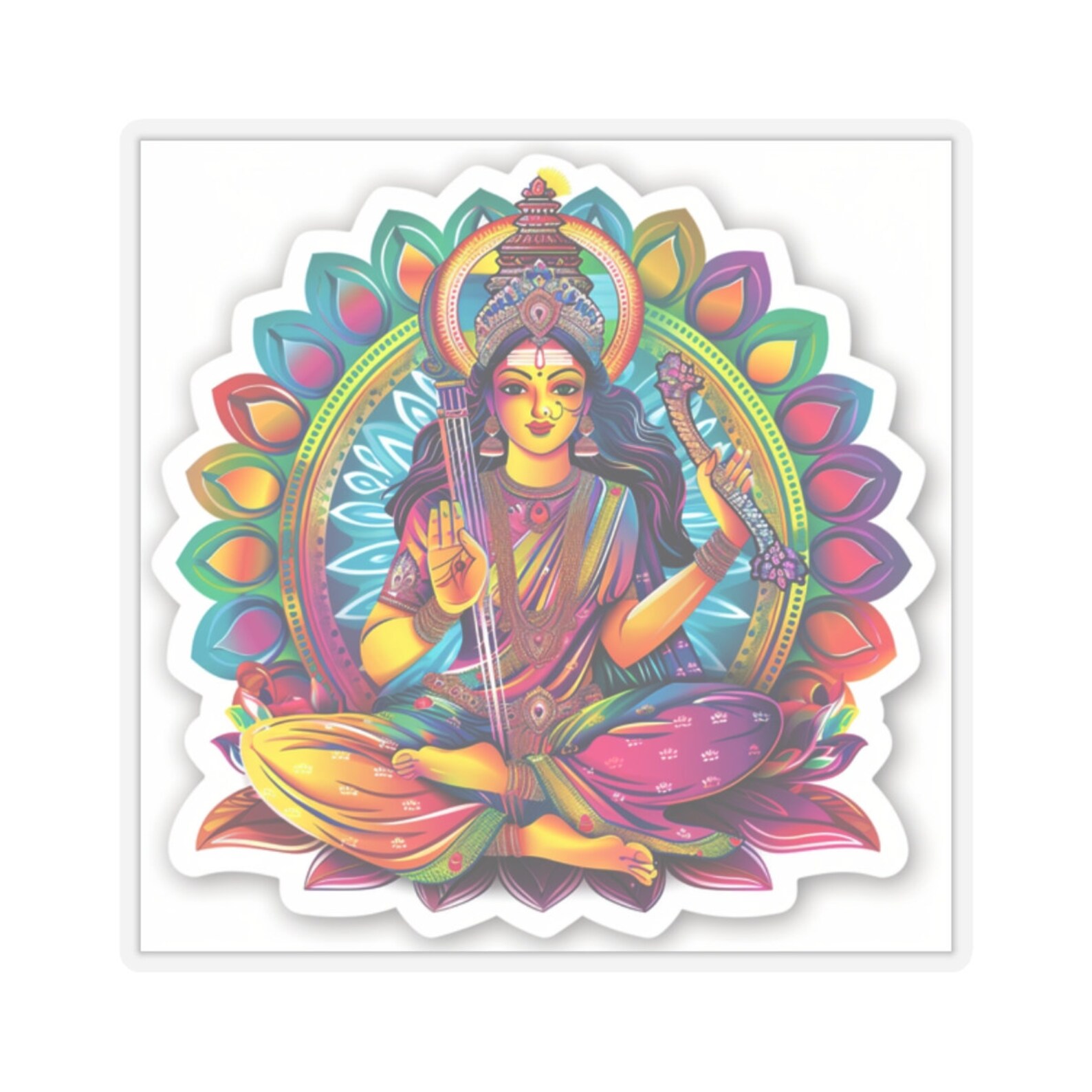 Goddess Saraswati Laptop Sticker Divine Art for Creativity and Wisdom ...