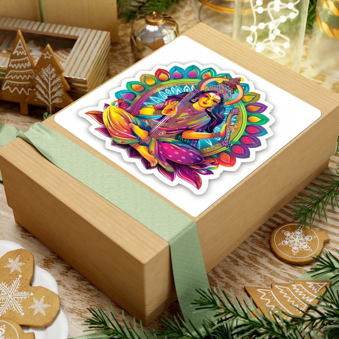 Goddess Saraswati Laptop Sticker Divine Art for Creativity and Wisdom ...