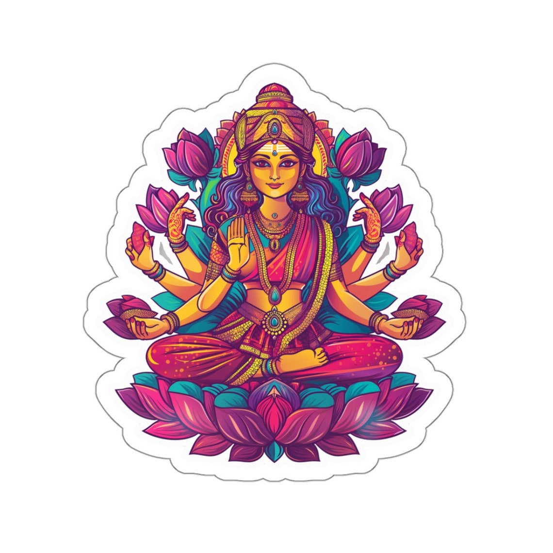 Colorful Goddess Lakshmi Laptop Sticker - Divine Abundance and ...