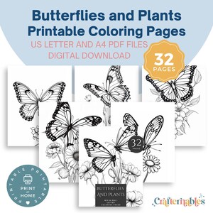 Butterflies & Plants Coloring Pages - 32 Sheets - Digital Download ...