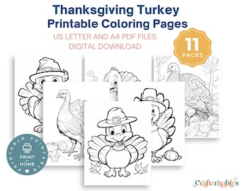 Thanksgiving Turkey and Harvest Coloring Page Fun for Kids and Adults ...