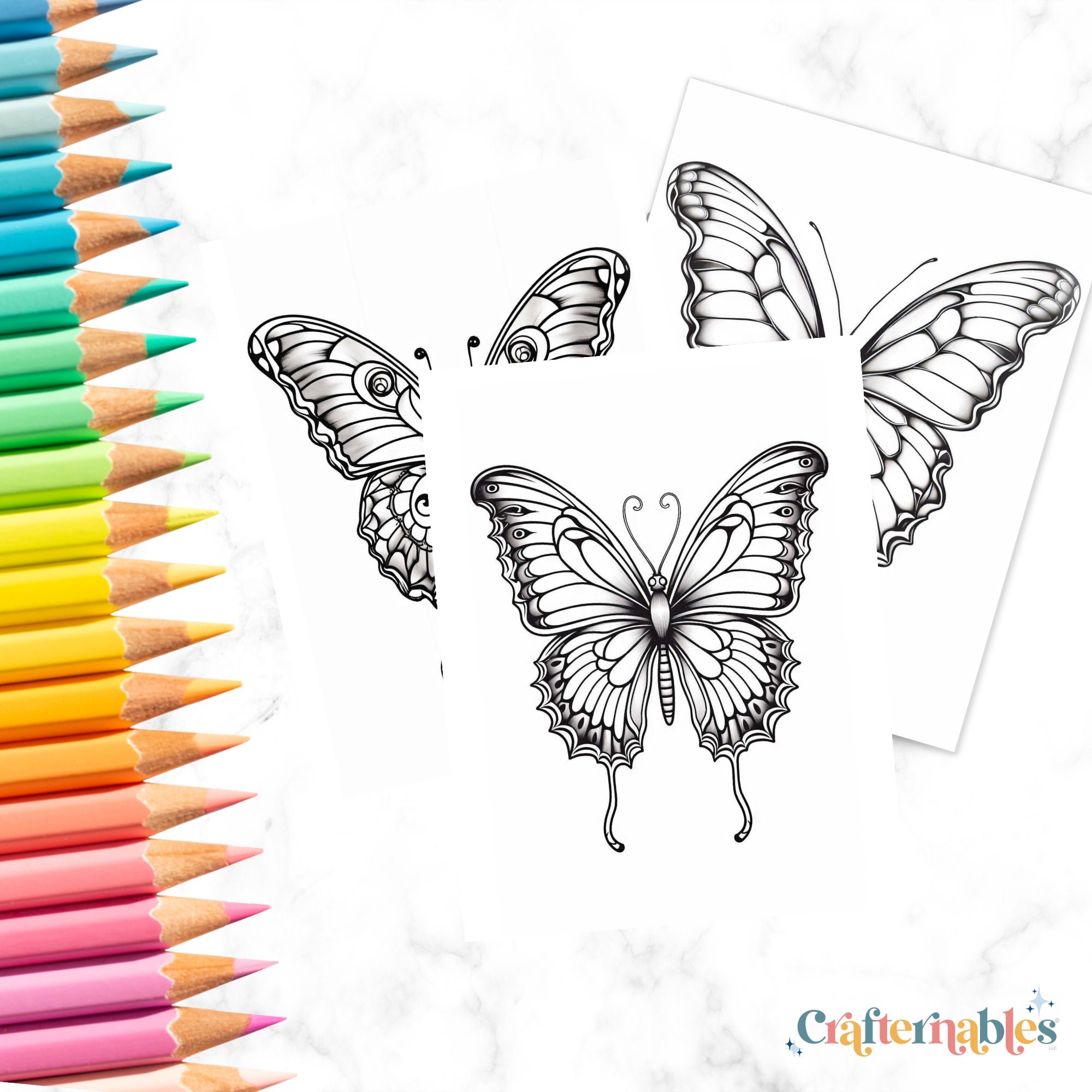 Just Butterfly Coloring Pages Bundle - Instant Download for Mindful Art ...