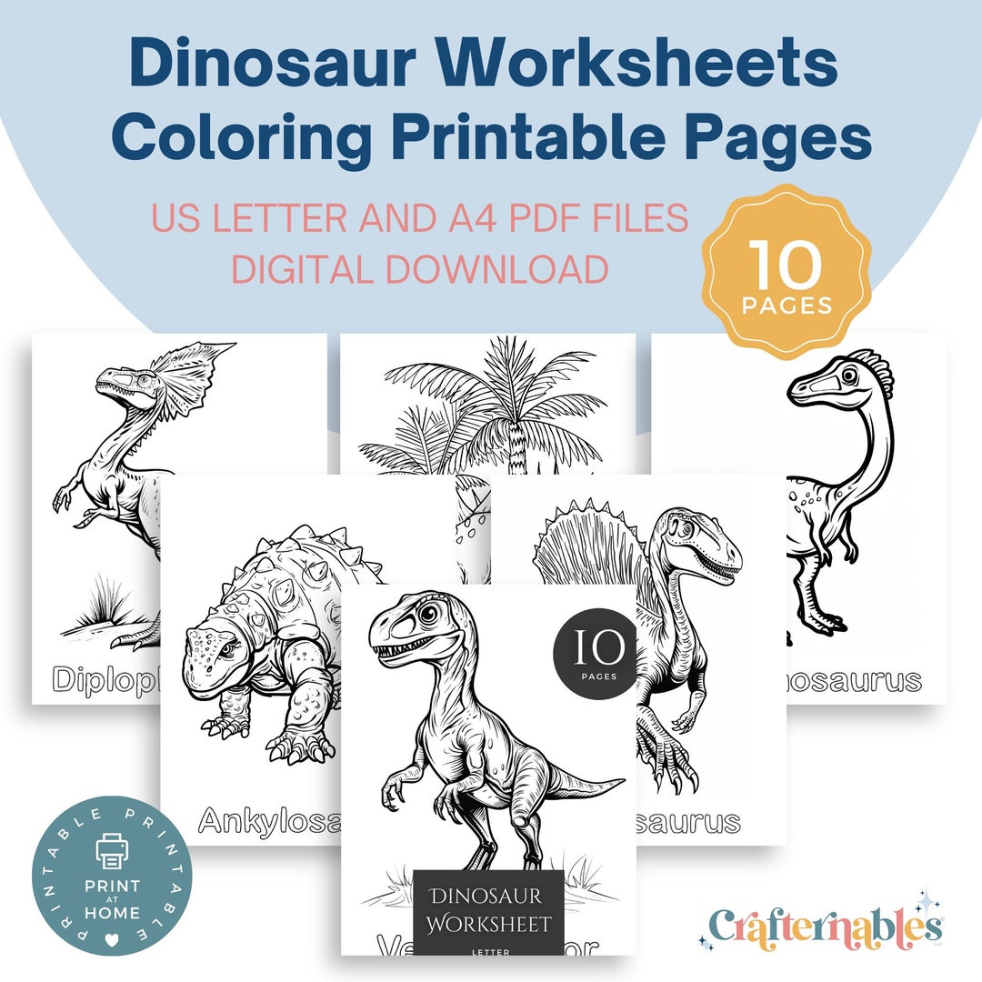 Learn About Dinosaurs! 10 Coloring Educational Worksheets for Kids ...