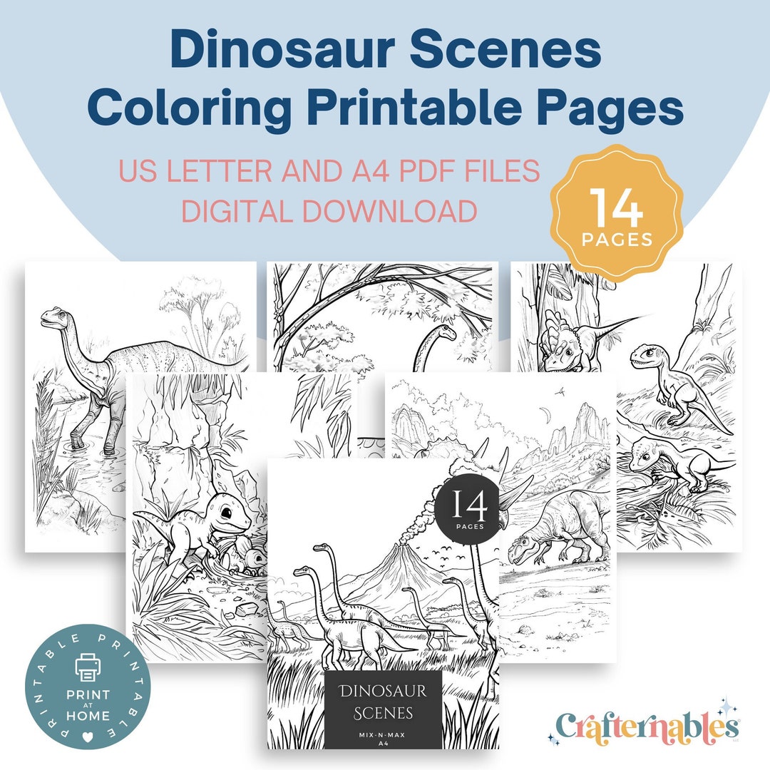 De-stress With Dinosaurs! 14 Adult Mindful Coloring Pages - Relaxing ...