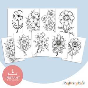 Kid-friendly Flower Coloring Pages Instant Digital Download for ...