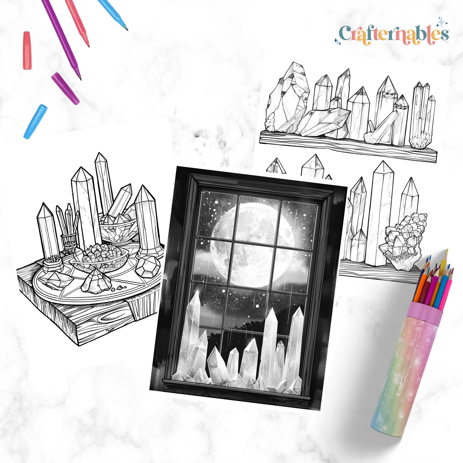 16 Crystal Power Coloring Pages! Crystals for Harmony Relaxation ...