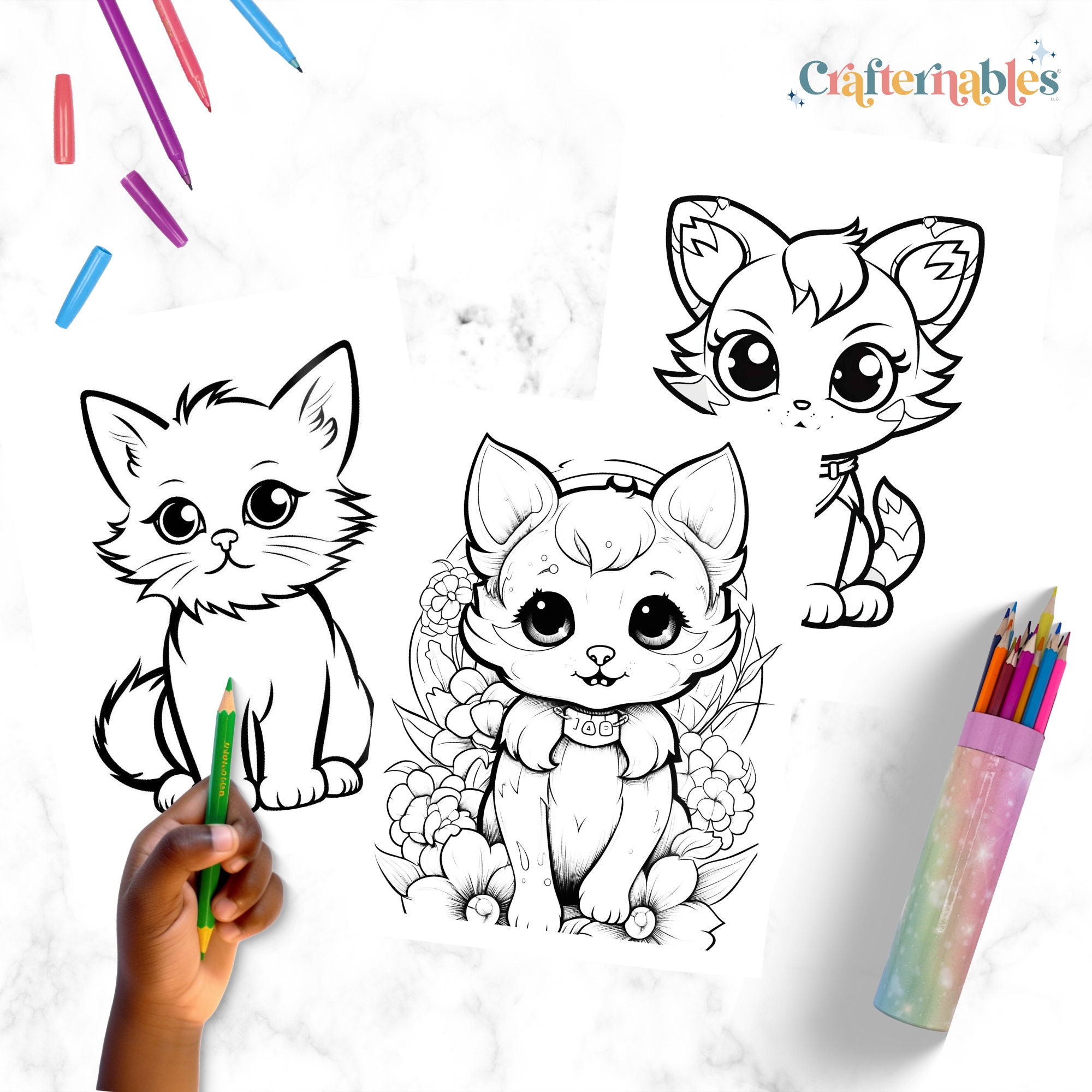 Extra Cute Kittens Coloring Pages Volume 2 Digital Download Set ...