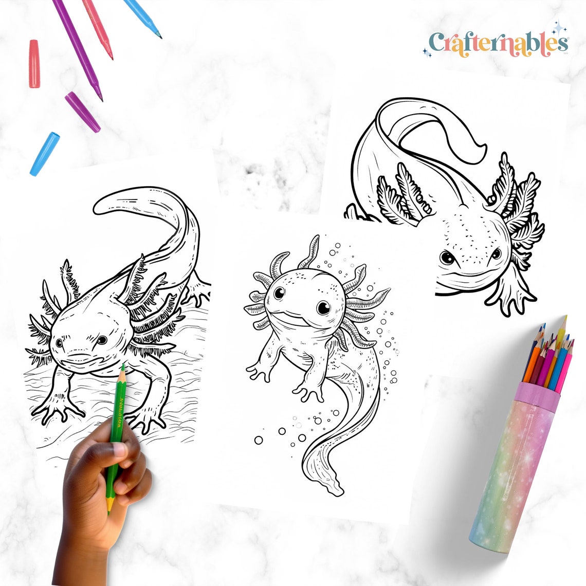13 Unique Axolotl Coloring Pages for Kids Educational Activity Sheets ...