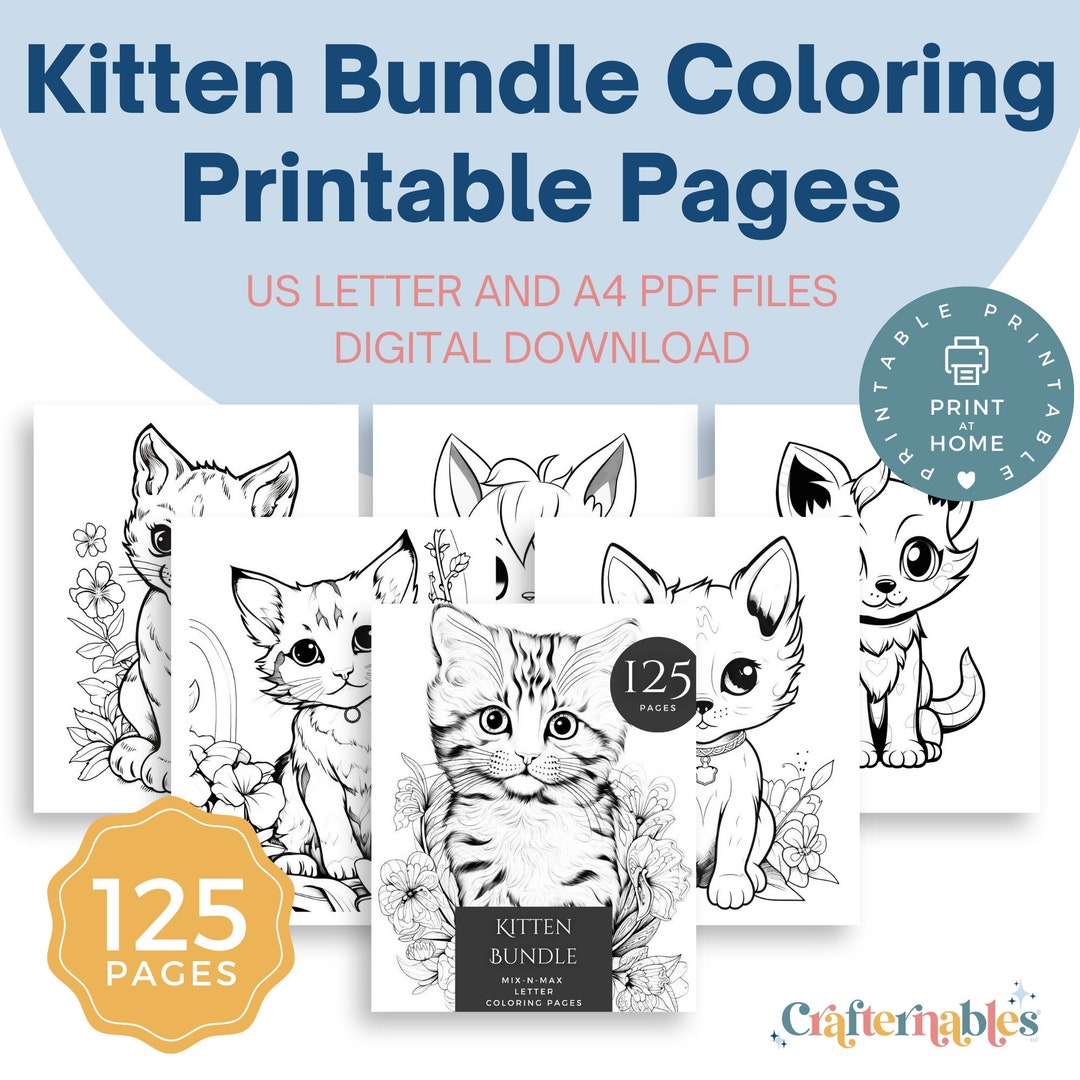 Ultimate Kitten Coloring Bundle 125 Pages for Feline Art Bliss, Whisker ...