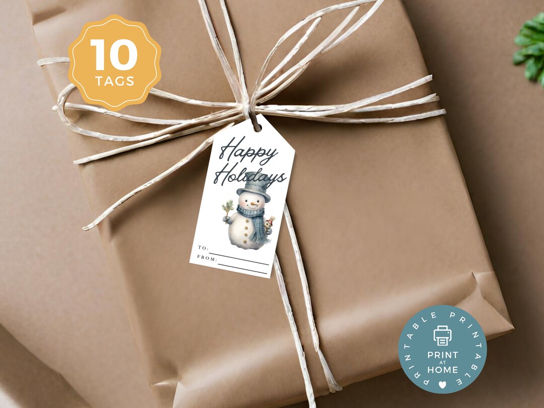 Snowman Happy Holiday Gift Tags - Set of 10 Printable Tags for Presents ...
