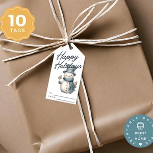 Snowman Happy Holiday Gift Tags - Set of 10 Printable Tags for Presents ...