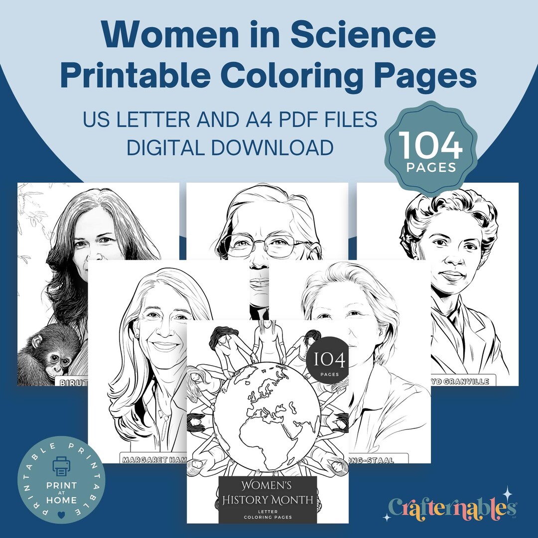 Women in Science Coloring Worksheets | Celebrate STEM Trailblazers | A4 ...