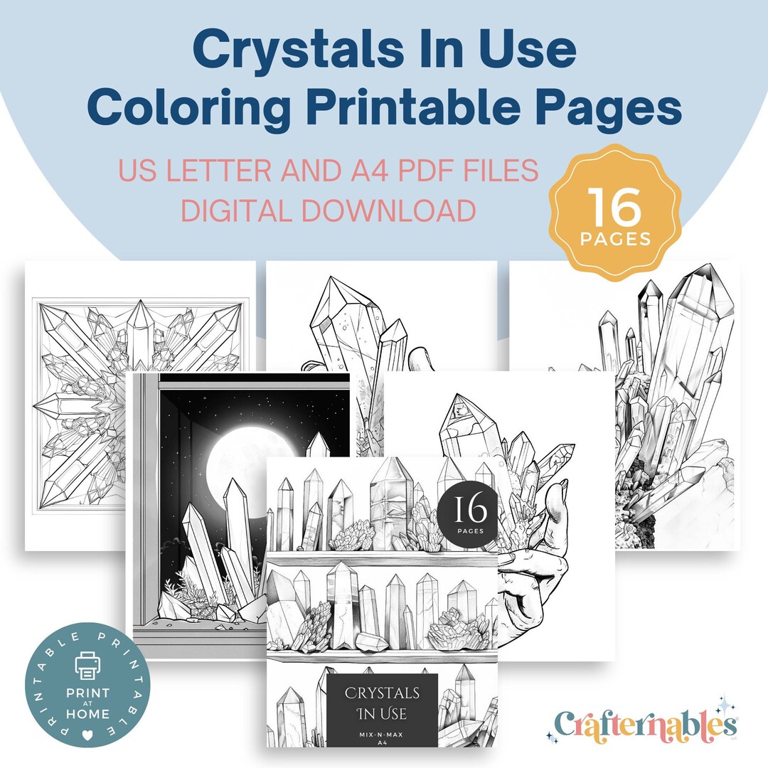 16 Crystal Power Coloring Pages! Crystals for Harmony Relaxation ...