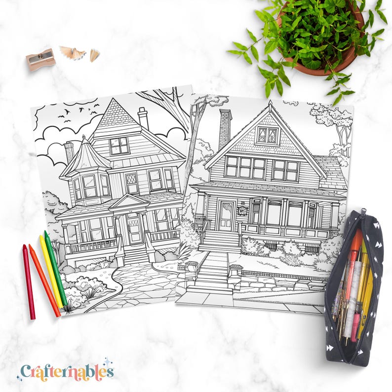 Printable Craftsman Homes Coloring Pages | 29 Pages Detailed ...