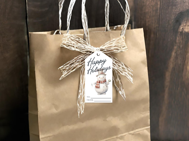 Snowman Happy Holiday Gift Tags - Set of 10 Printable Tags for Presents ...