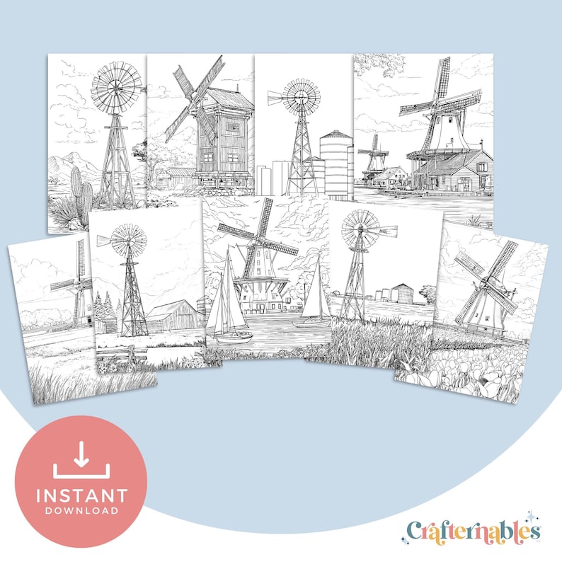 Windmills Coloring Pages | Printable Historic Windmill Designs | A4 ...