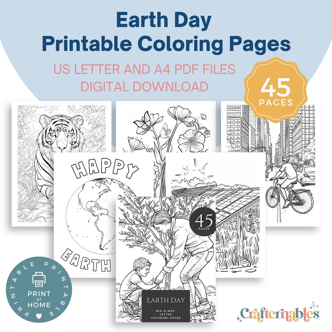 Earth Day Coloring Pages Instant Download PDF for Eco-friendly Fun ...