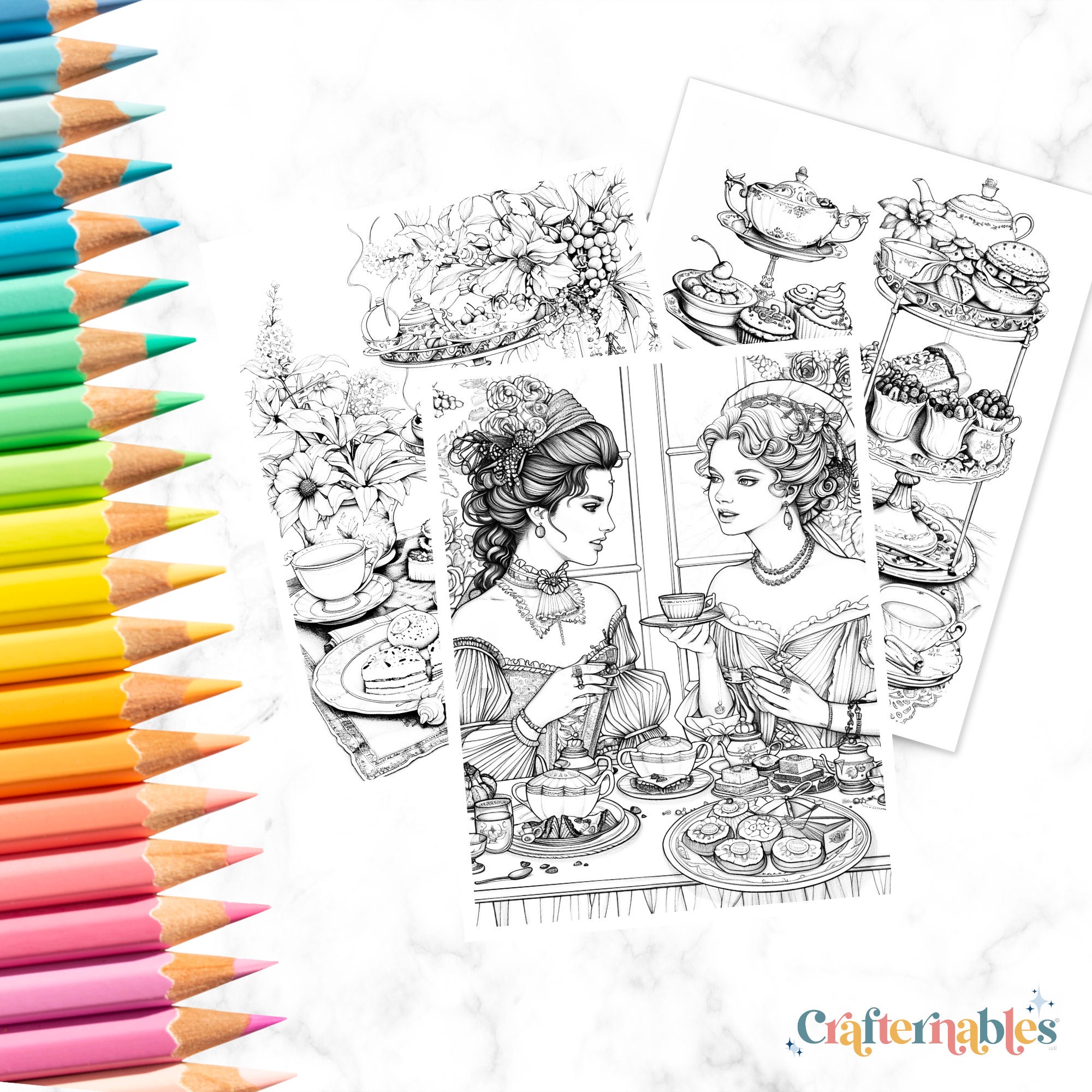 Sip and Color in Regency Style! Luxury Coloring Pages for Adults ...