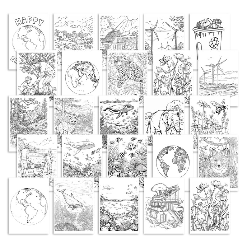 Earth Day Coloring Pages - Instant Download PDF for Eco-friendly Fun ...
