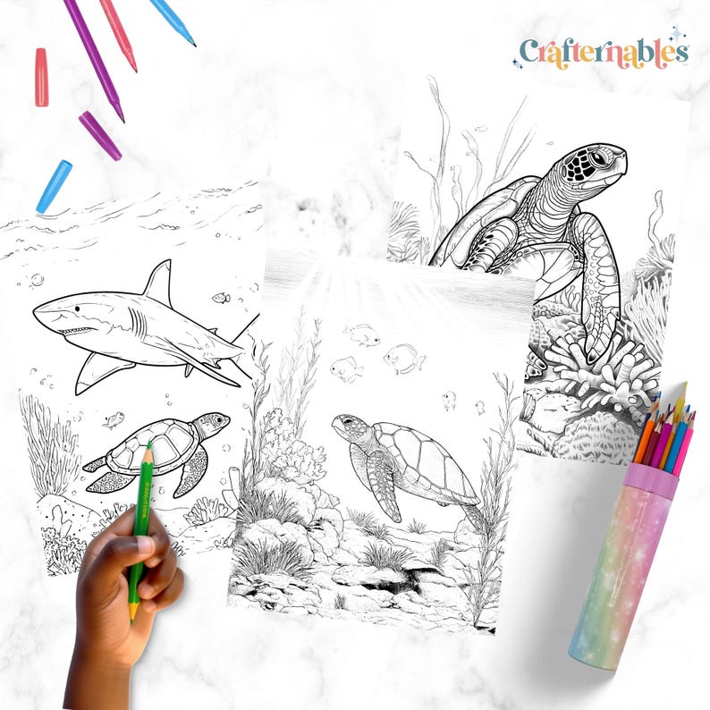 51 Sea Turtle Coloring Pages for Kids and Adults Printable Art for ...