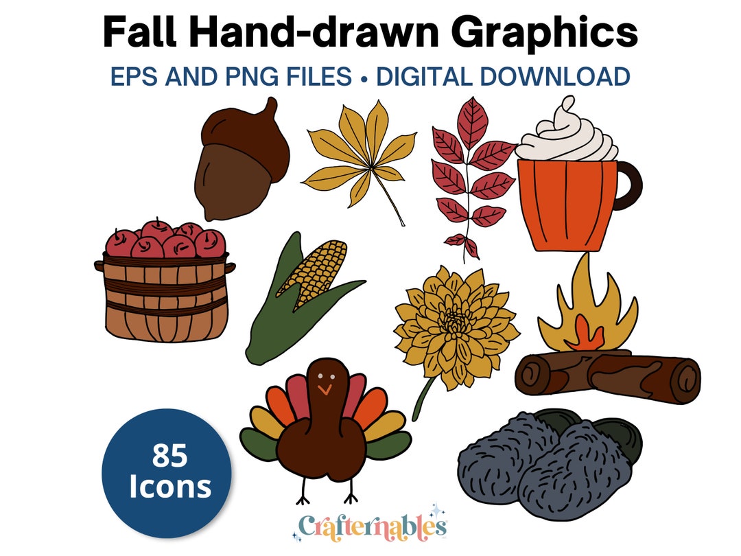 Fall Clip Art Set: 85 Hand-drawn Autumn Graphics (digital Download) - Etsy