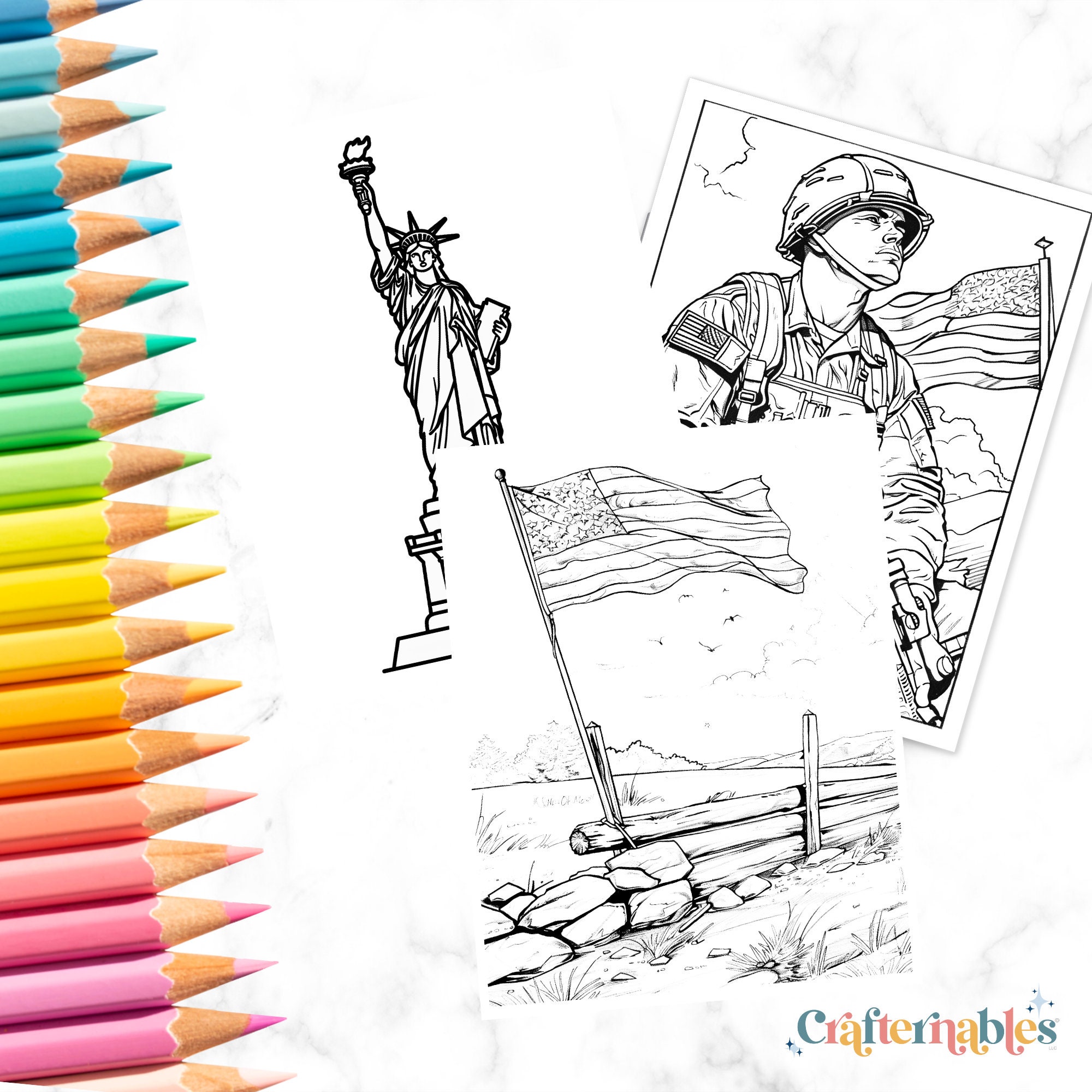 17 American Flag Day Coloring Pages for Kids - Instant Download PDF ...