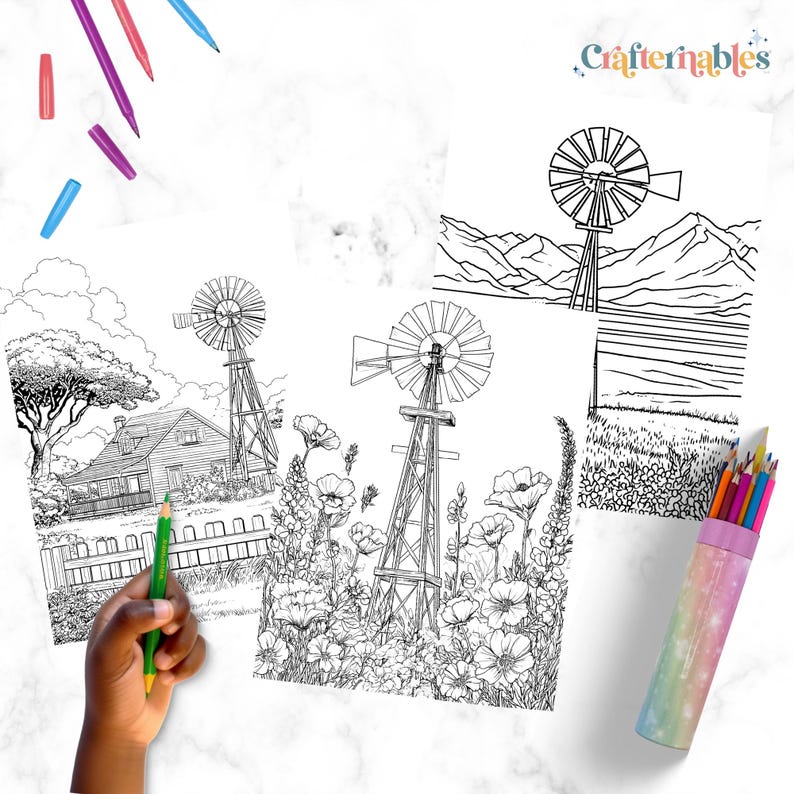 Windmills Coloring Pages | Printable Historic Windmill Designs | A4 ...