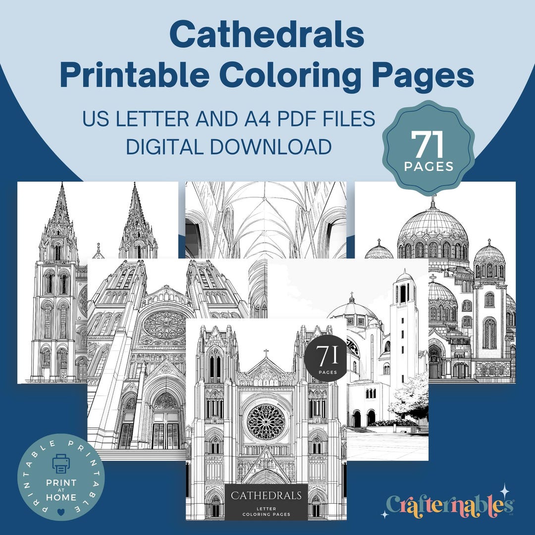 Cathedrals Coloring Pages | Printable Historic Architecture for Adults ...