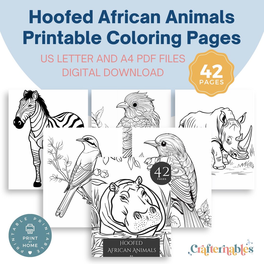 African Animals Coloring Pages | 42 Savannah Wildlife Illustrations ...