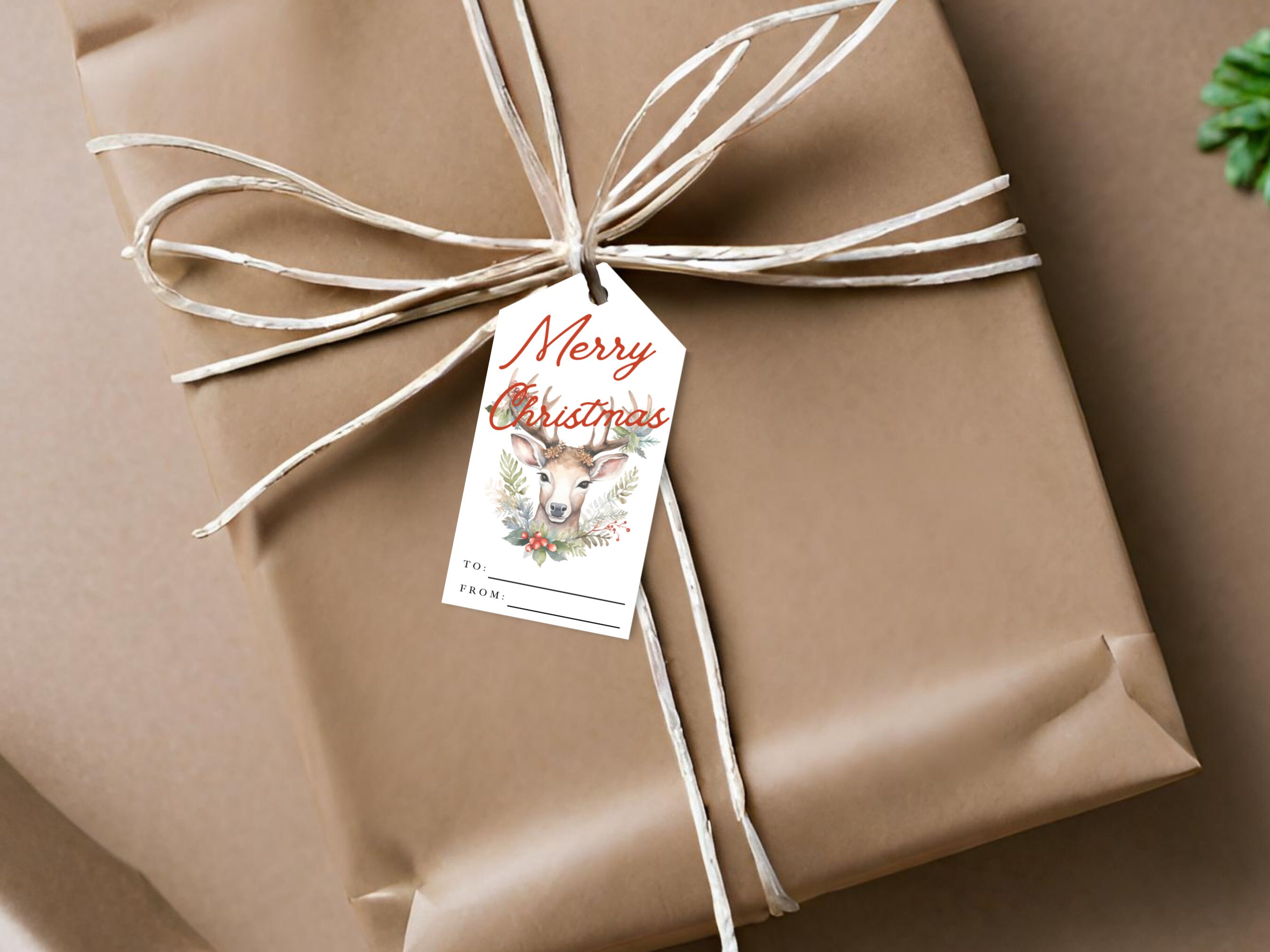 Printable Christmas Labels Vintage Reindeer for Gift Giving, DIY Print ...