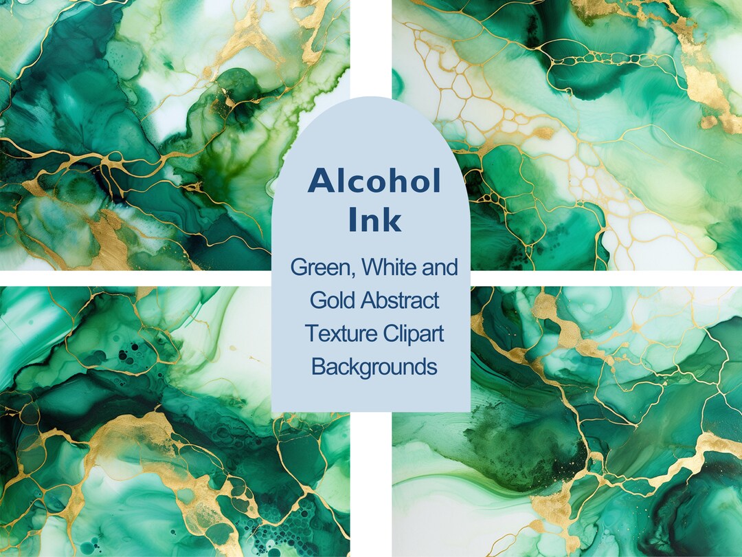 Green and Gold Alcohol Ink 10 Background Bundle for Commercial Use ...