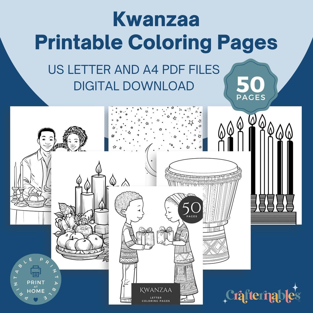 Printable Kwanzaa Coloring | A4 + Letter | Kids & Adults | Kinara ...