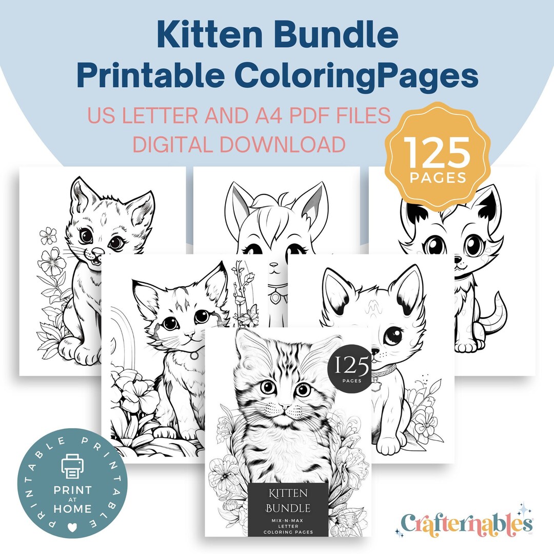 Ultimate Kitten Coloring Bundle - 125 Pages for Feline Art Bliss ...