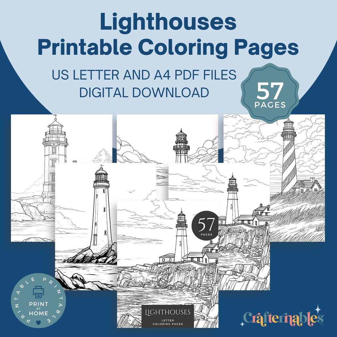 Lighthouses Coloring Pages | Printable Coastal Architecture Scenes | A4 ...