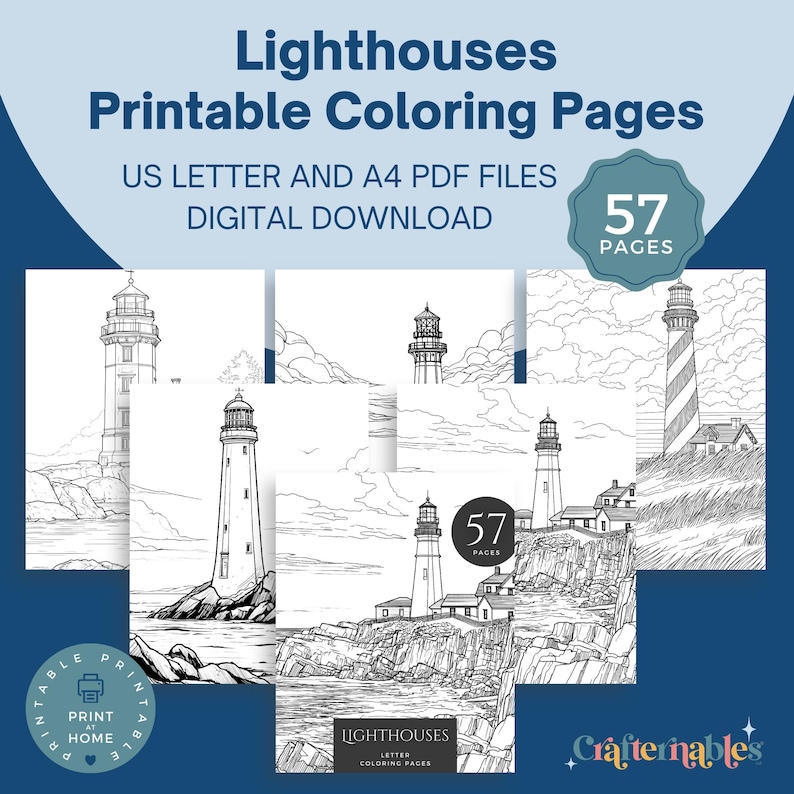 Lighthouses Coloring Pages | Printable Coastal Architecture Scenes | A4 ...